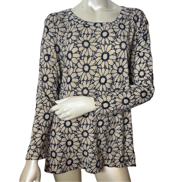 Rokoko | Tops | Rokoko By Dazz Brand Blue Floral Print Scoop Neck Long ...